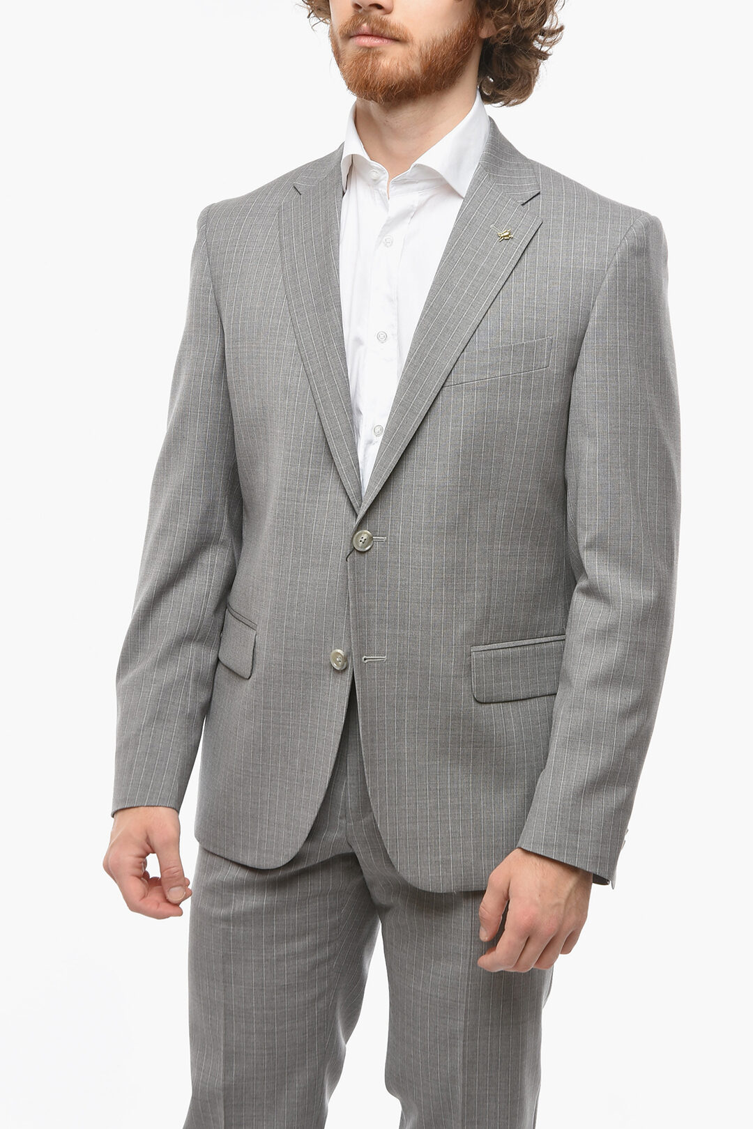 Corneliani CC COLLECTION Flap Pocket RIGHT Pinstriped Suit men ...