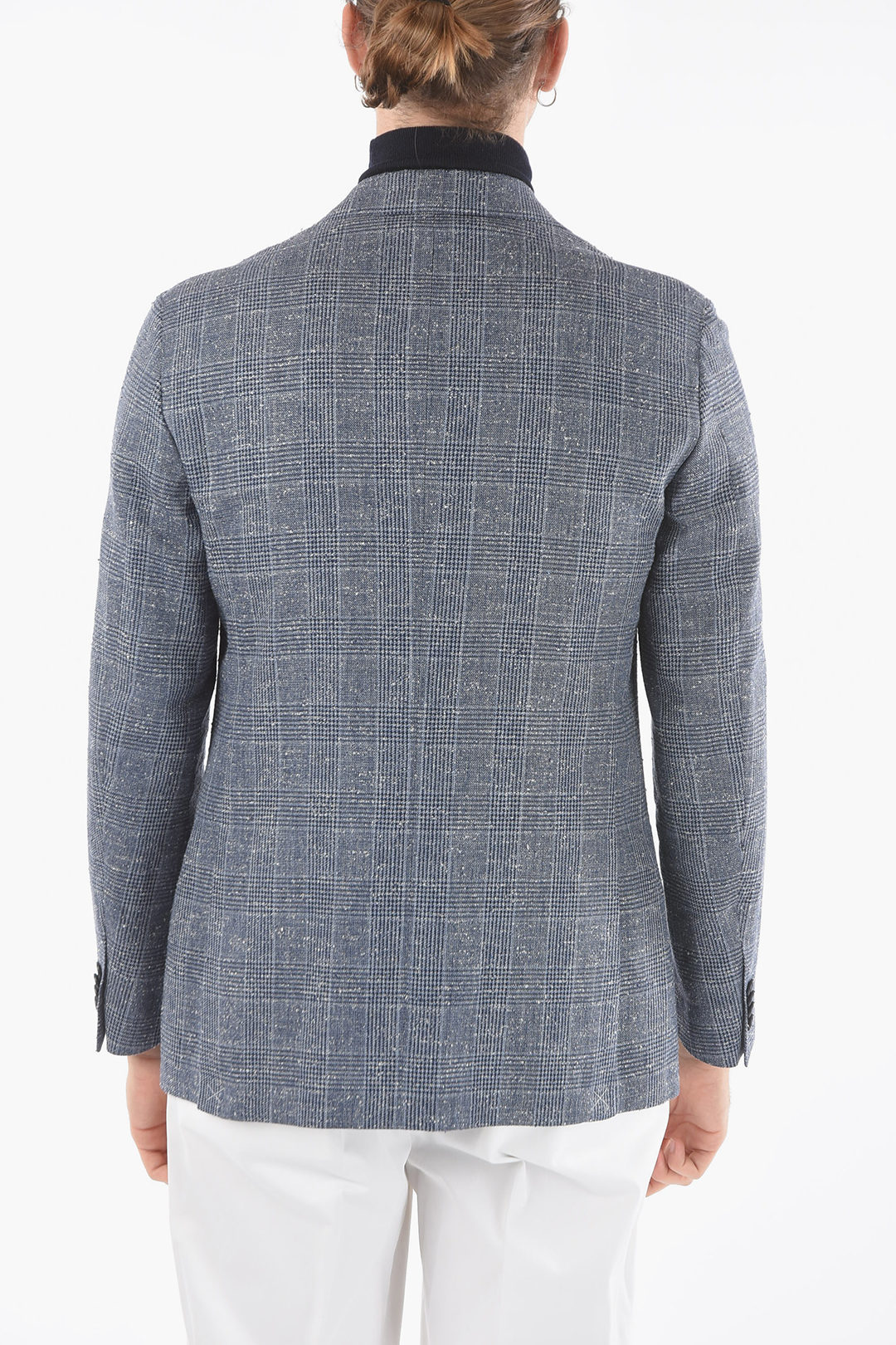 Corneliani CC COLLECTION Flax Blend REFINED Blazer with Glen Check ...