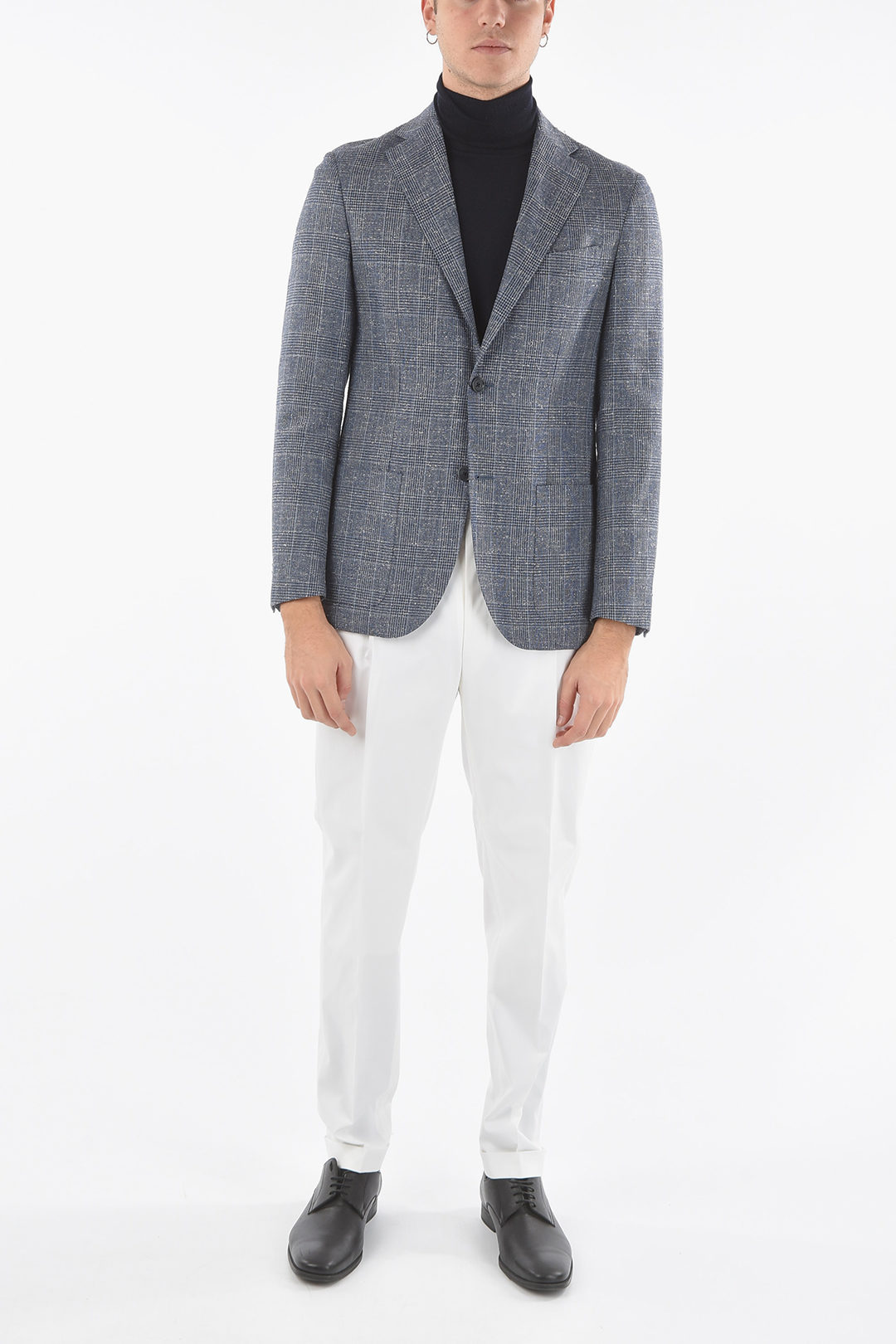 Corneliani CC COLLECTION Flax Blend REFINED Blazer with Glen Check ...