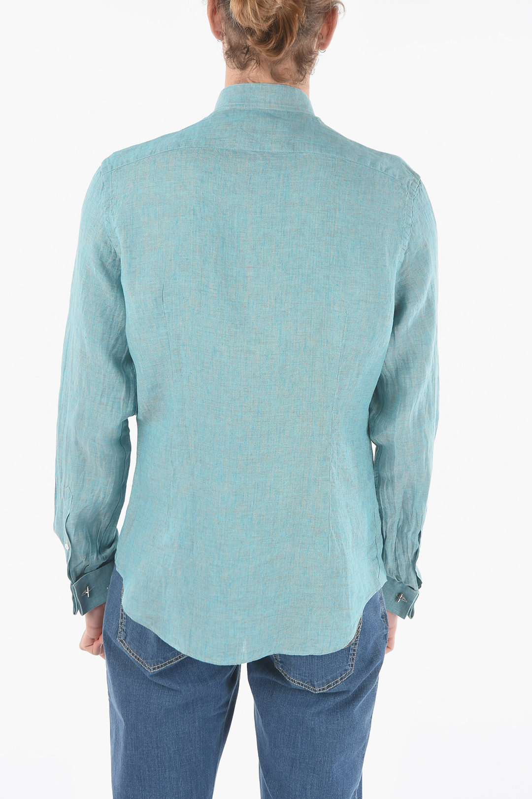 Corneliani CC COLLECTION Flax Shirt with Mandarin Collar and Double ...