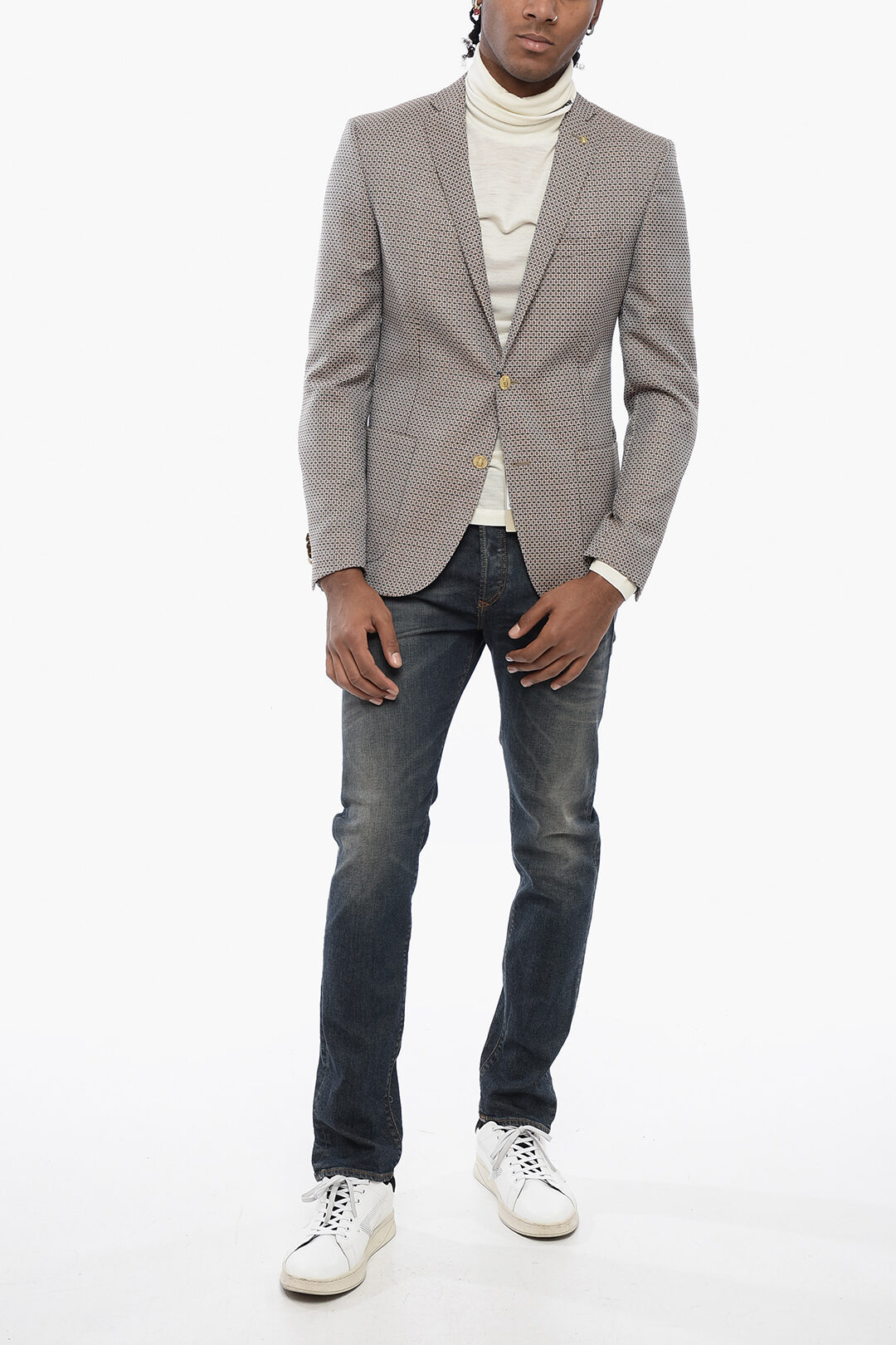 Corneliani CC COLLECTION Geometric Patterned Half-lined Blazer men ...