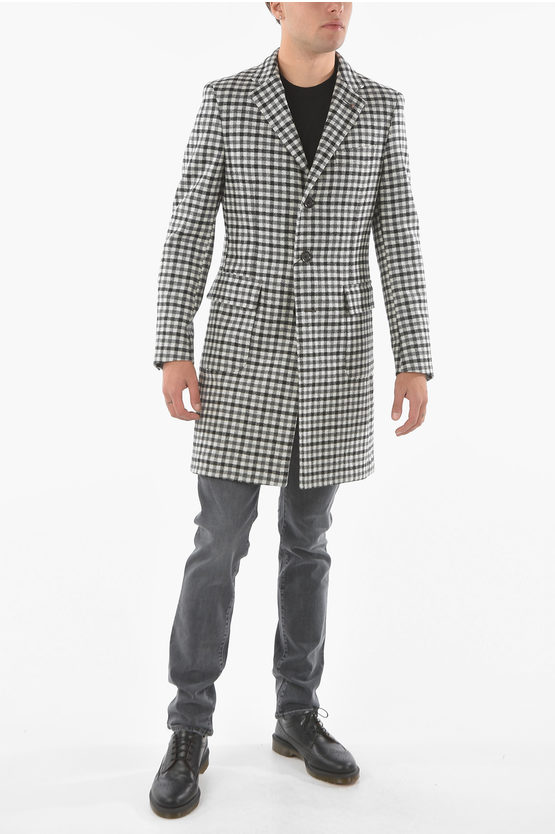 Corneliani CC COLLECTION Half-lined Gingham Patterned Coat men ...
