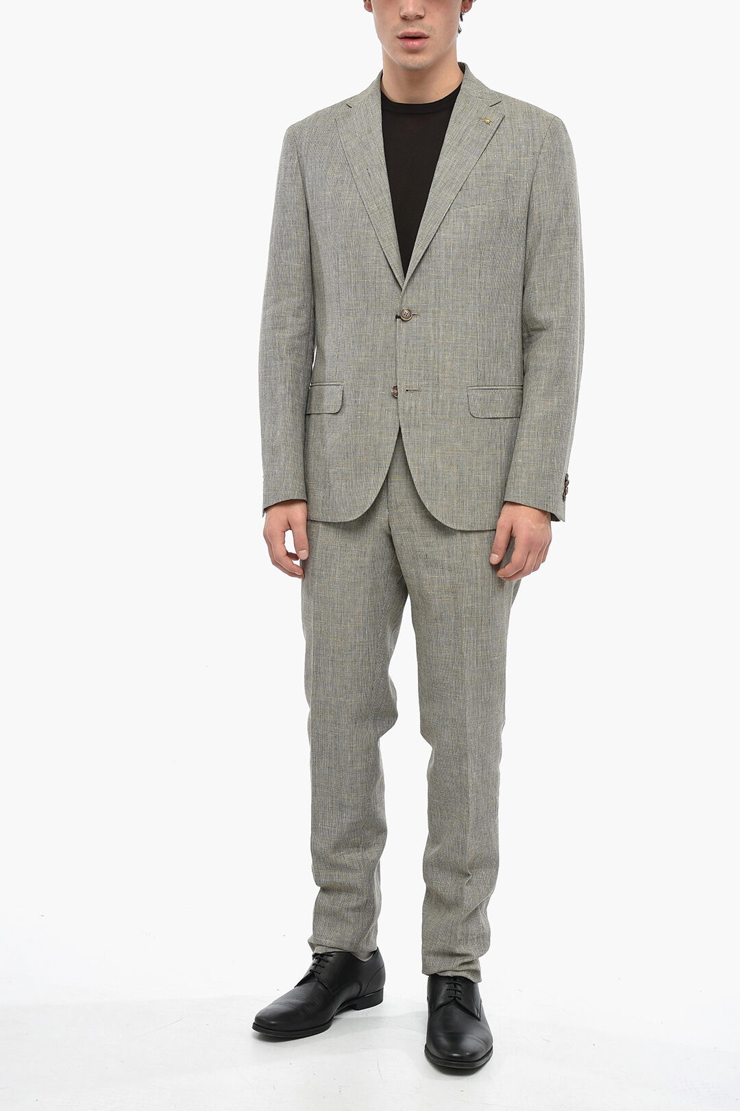 Corneliani CC COLLECTION Houndstooth RIGHT Flax Blend Suit men ...