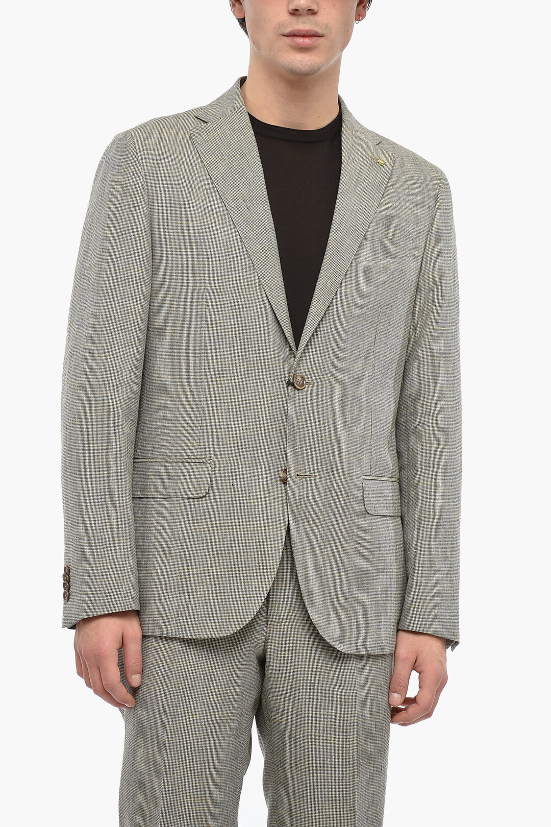 Corneliani CC COLLECTION Houndstooth RIGHT Flax Blend Suit men ...