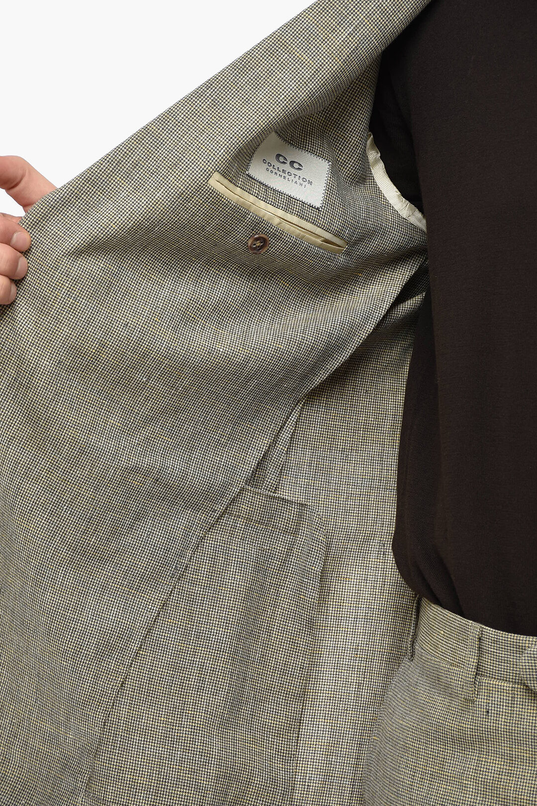 Corneliani CC COLLECTION Houndstooth RIGHT Flax Blend Suit men ...