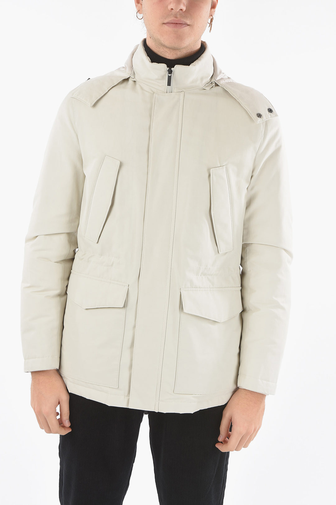 Corneliani CC COLLECTION LEON Padded Jacket with Flap Pocket and Hood ...