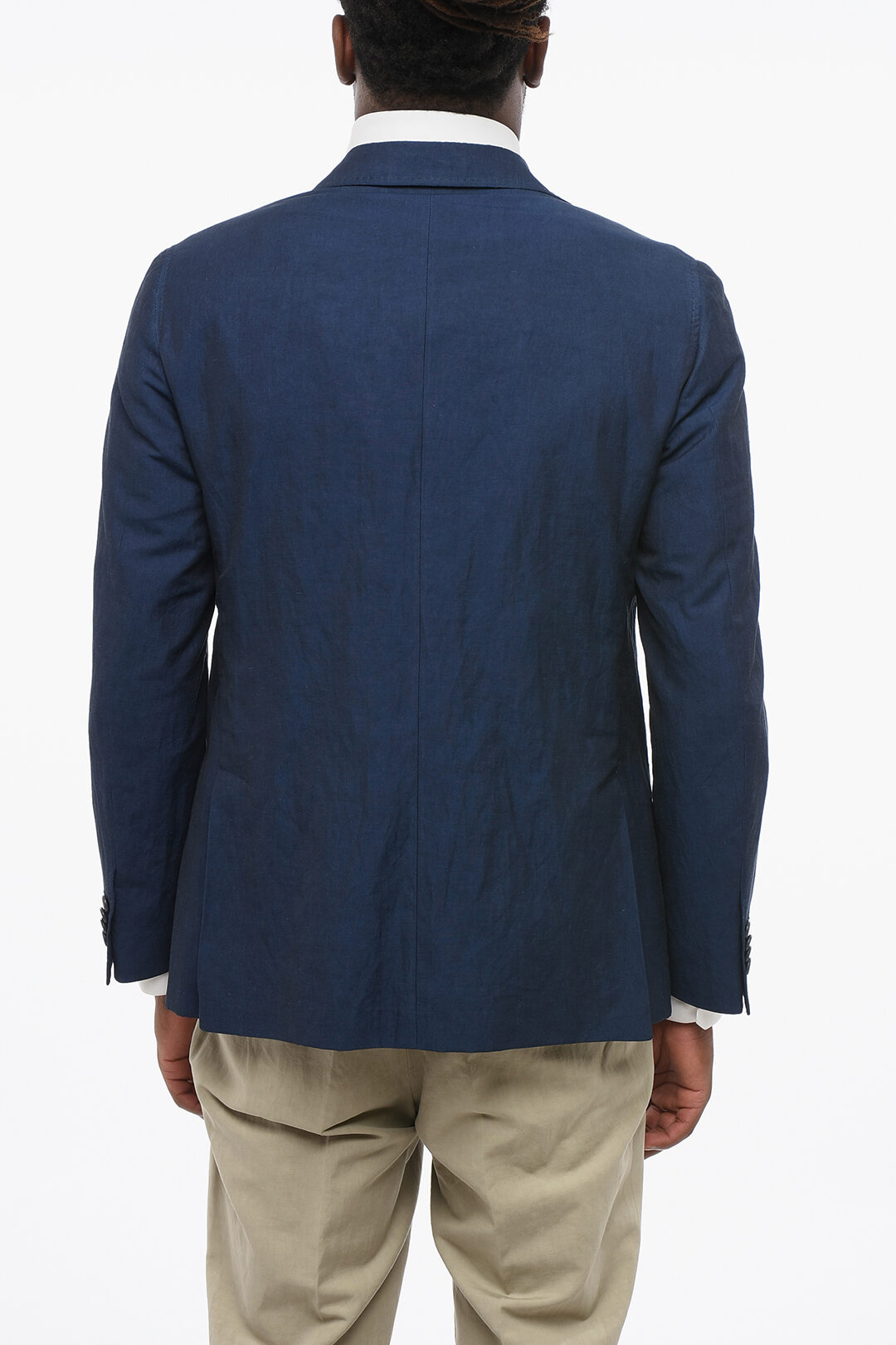 Corneliani CC COLLECTION Linen Blend Side Vents Notch Lapel 2-Button ...