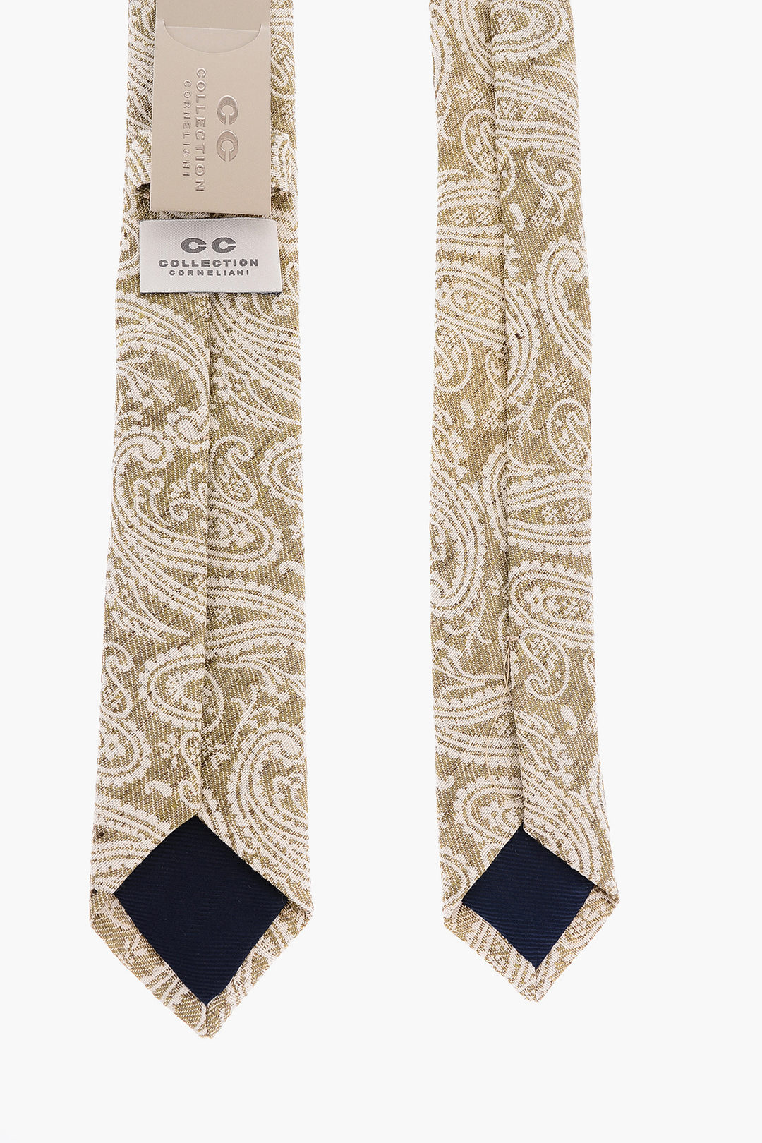 Corneliani CC COLLECTION Paisley Effect Linen and Cotton Kipper Tie men ...