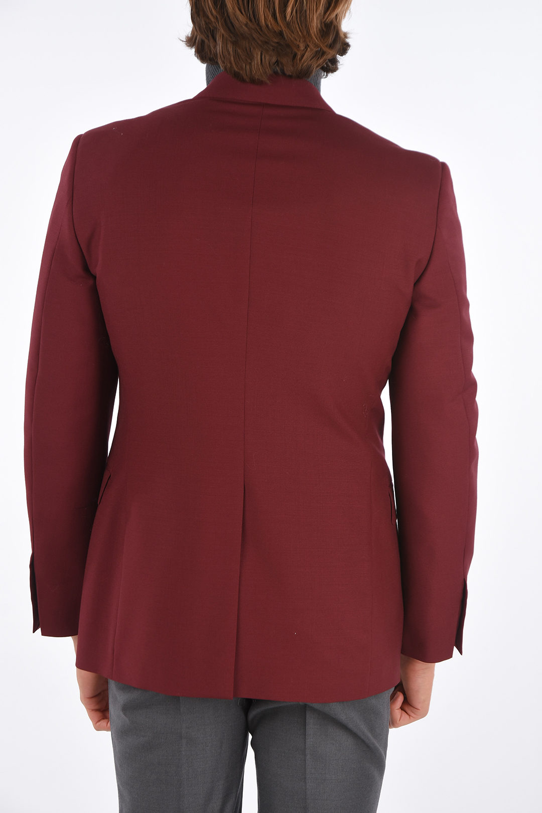 Alexander McQueen center vent peak lapel double-breasted blazer men ...