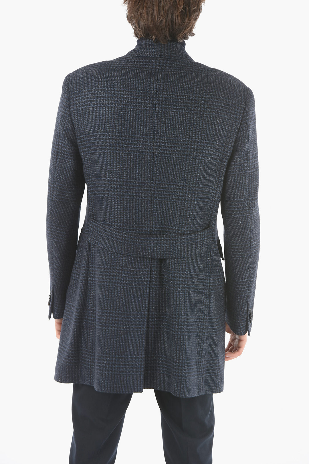 Corneliani check 3-button double breasted Chesterfield coat men ...