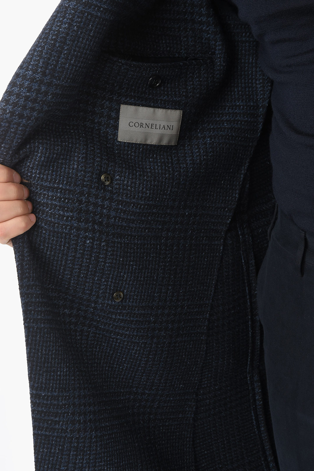 Corneliani check 3-button double breasted Chesterfield coat men ...