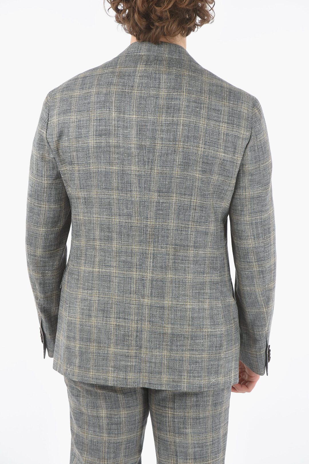 Corneliani check GATE side vents notch lapel 2-button suit men ...