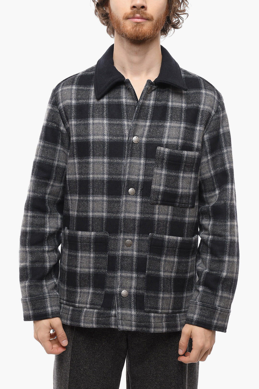 A.P.C. Checked Pattern Wool Blend Overshirt men - Glamood Outlet