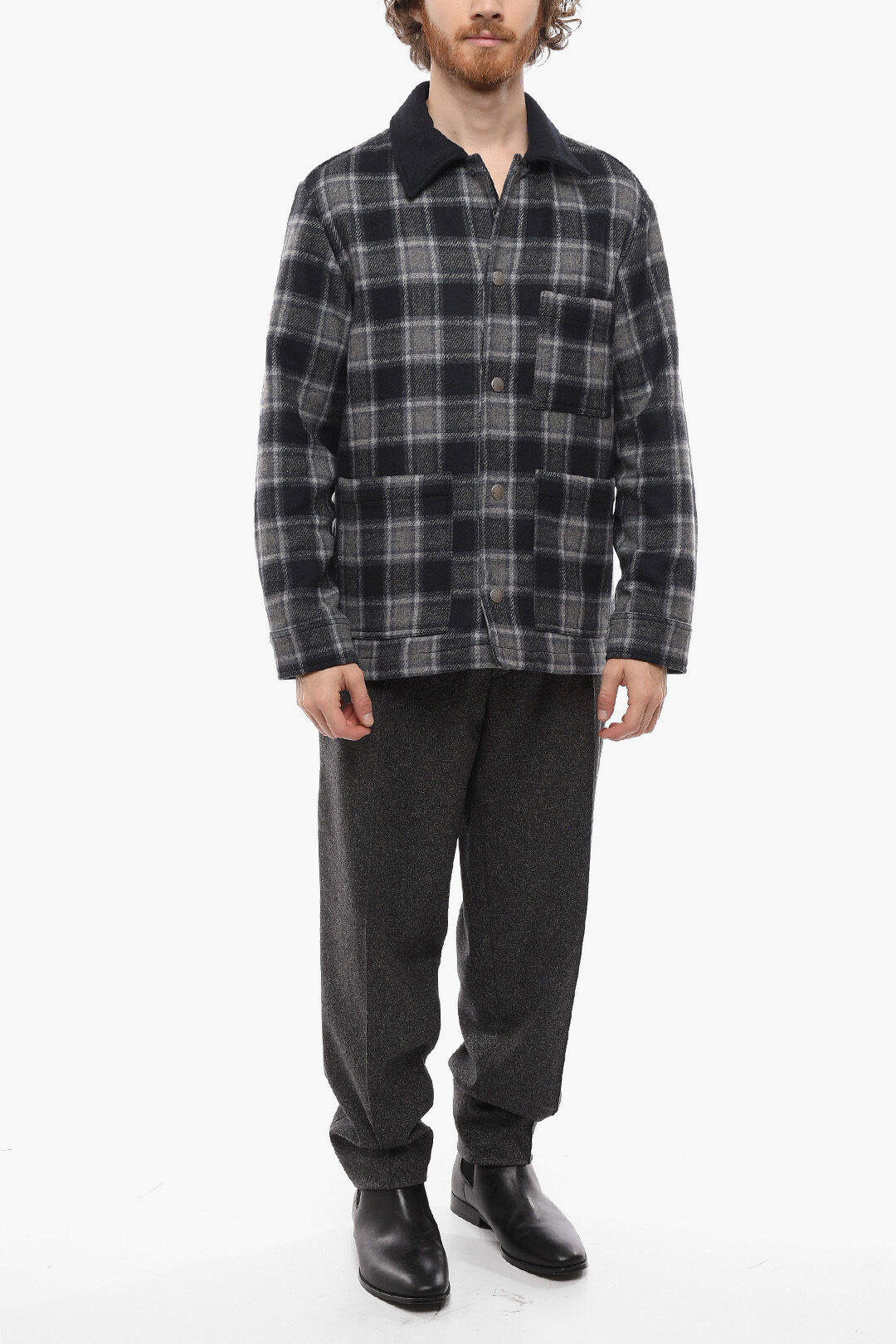 A.P.C. Checked Pattern Wool Blend Overshirt men - Glamood Outlet