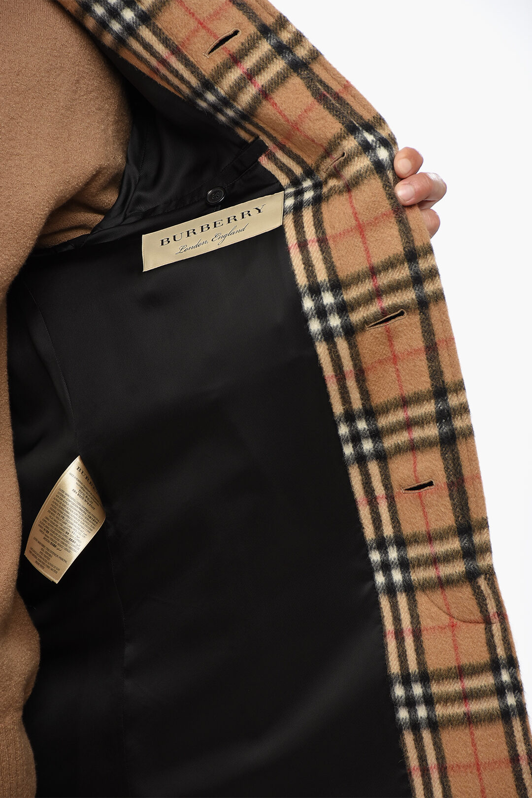 Burberry Checked Wool Blend Coat with Hidden Buttoning men - Glamood Outlet