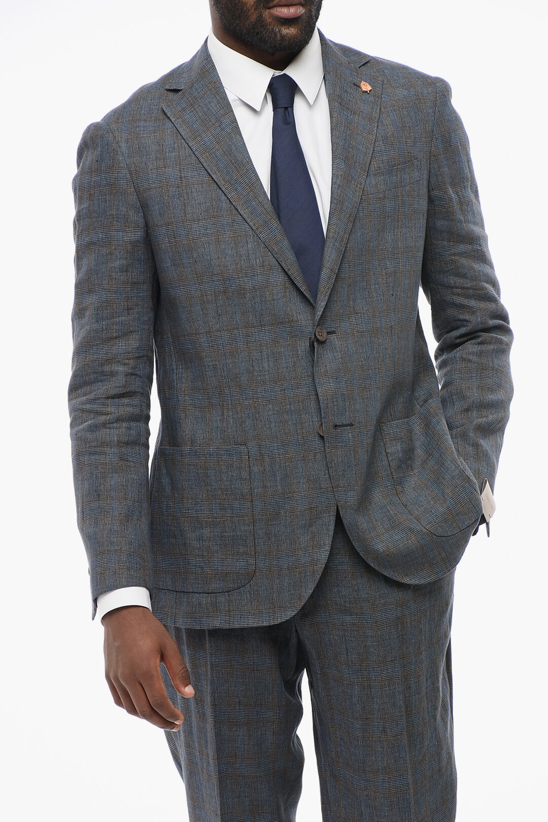 Corneliani CIRCLE Linen Single Breasted Suit With Check Motif 남성 ...