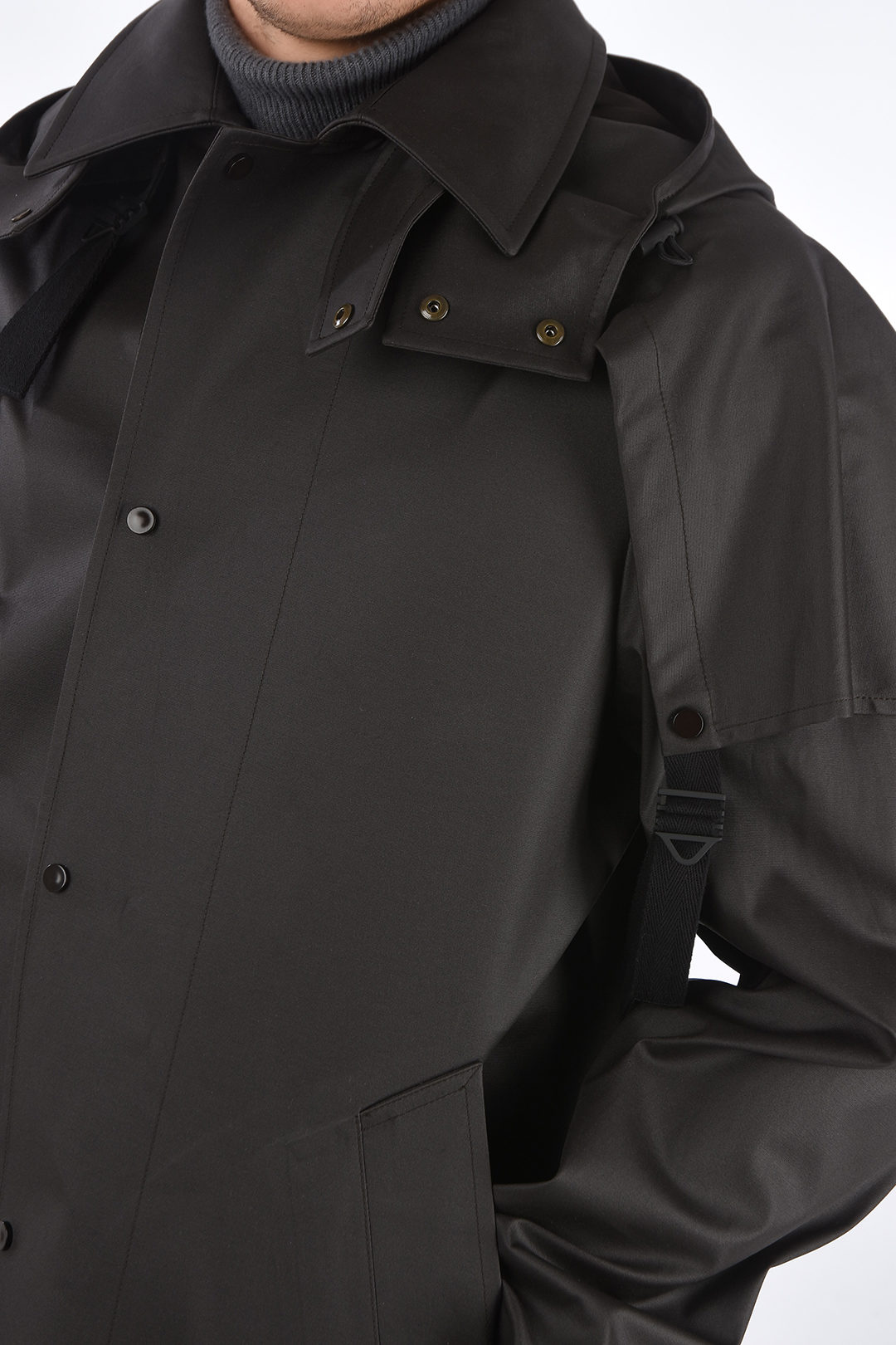 Bottega Veneta Coated Cotton Overcoat with Hood men - Glamood Outlet
