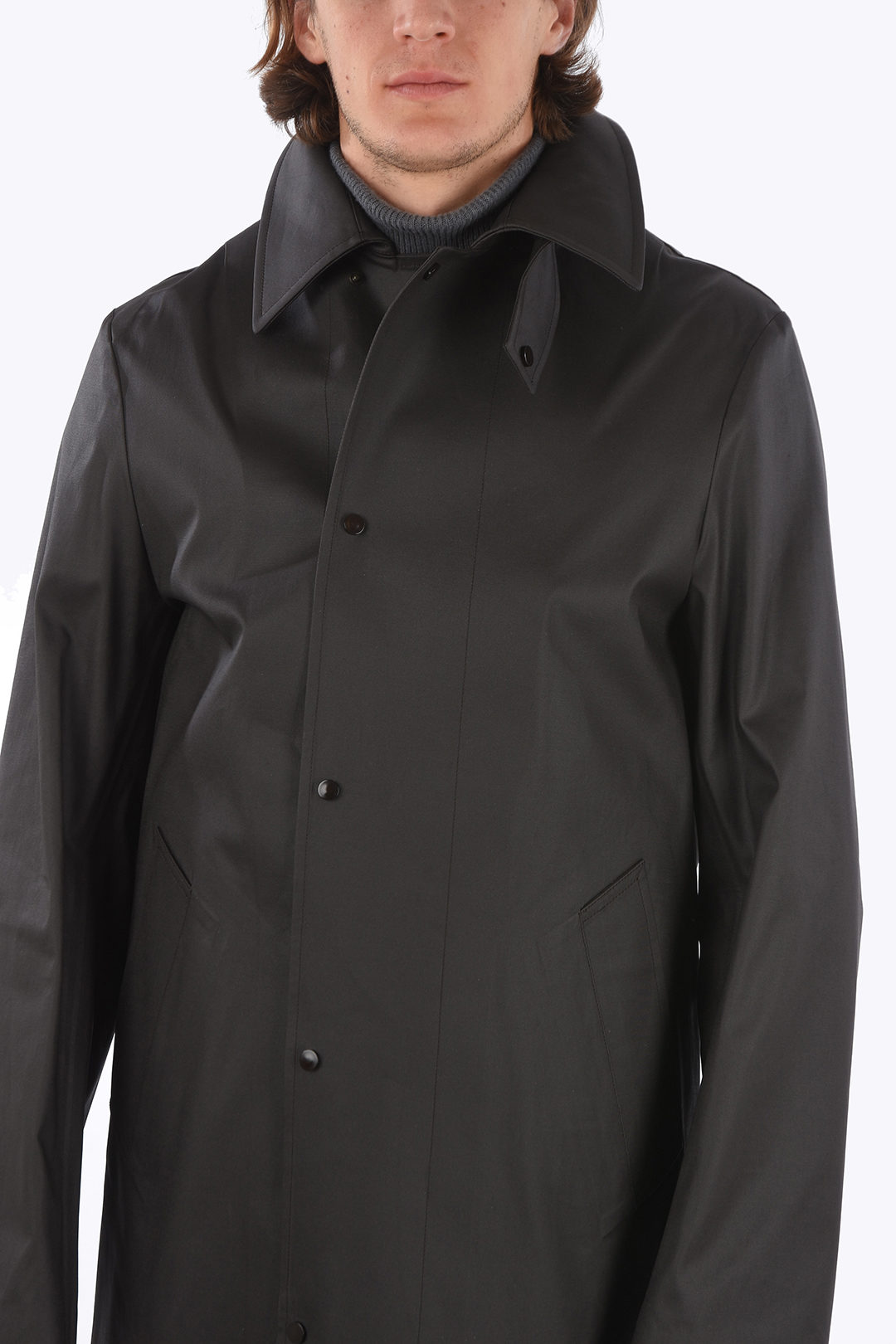 Bottega Veneta Coated Cotton Overcoat with Hood men - Glamood Outlet