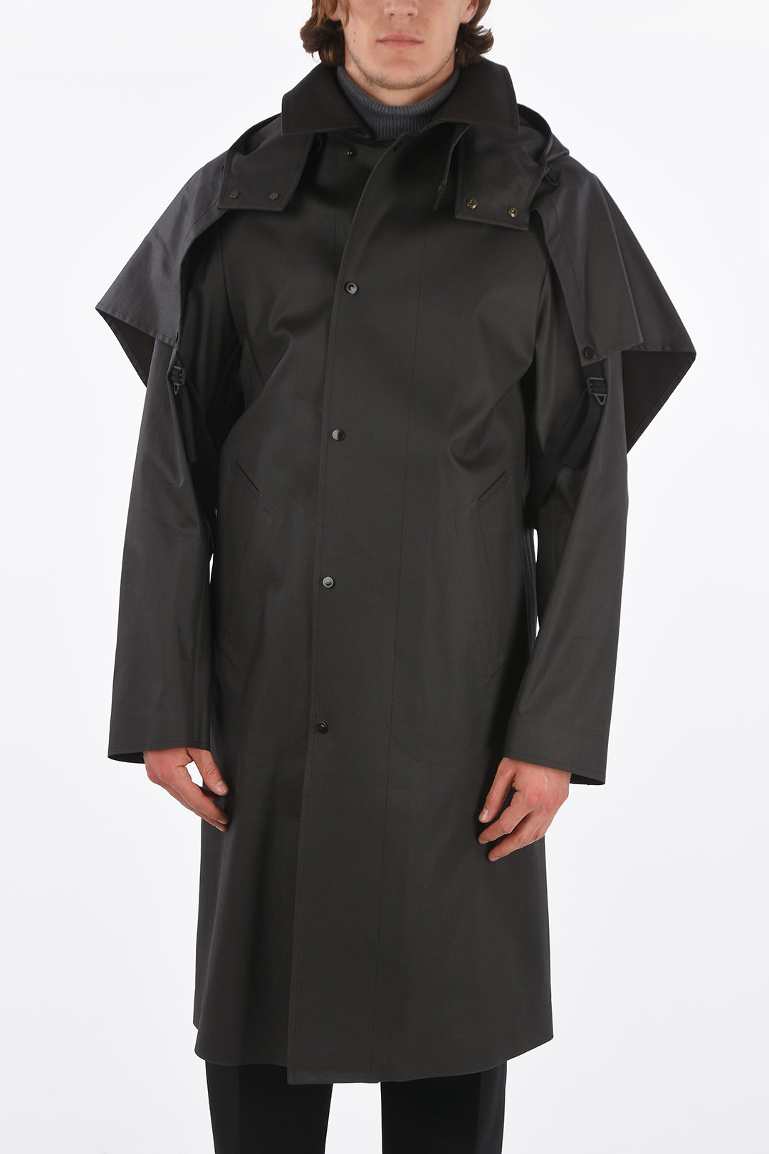 Bottega Veneta Coated Cotton Overcoat with Hood men - Glamood Outlet