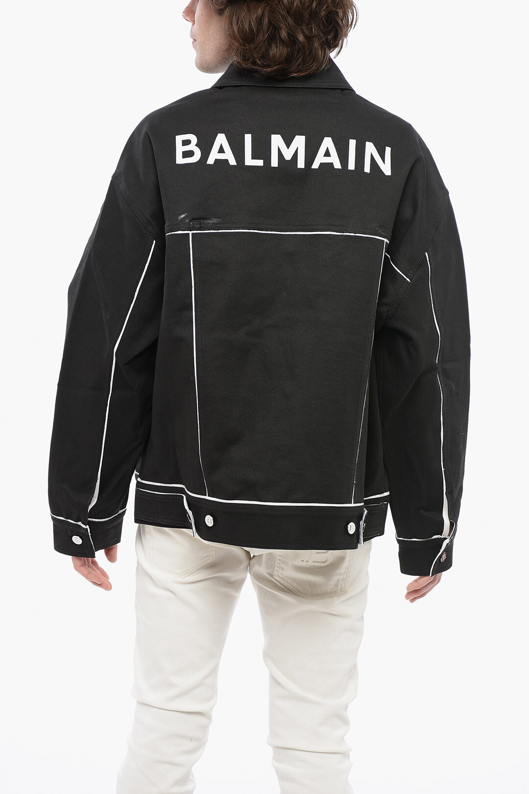 Balmain Coated Denim Jacket with Contrasting Hems men - Glamood Outlet