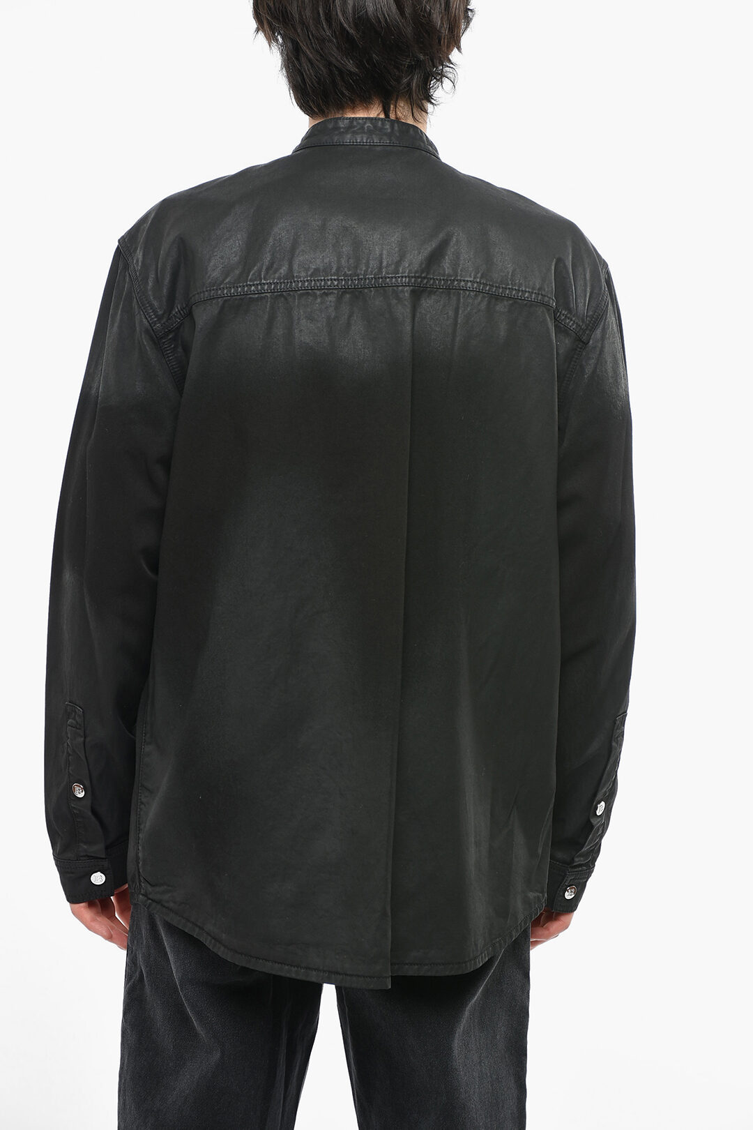 Balmain Coated Denim Overshirt with Maxi Pockets men - Glamood Outlet