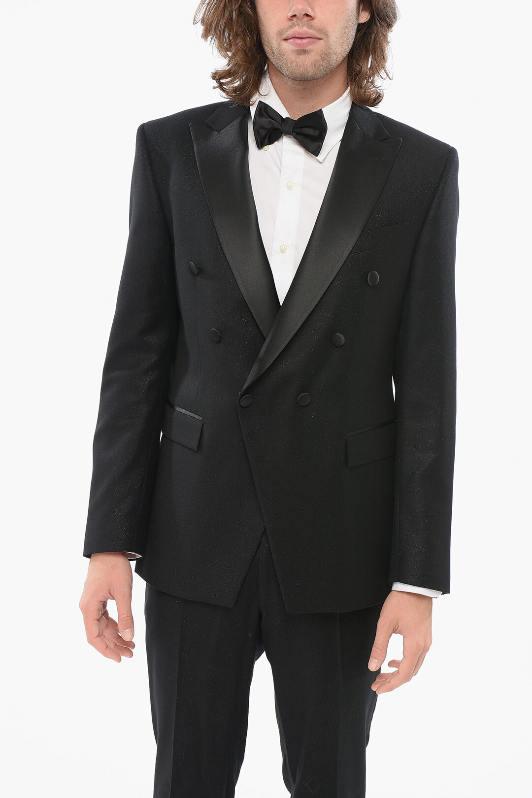 Corneliani CODE Glittery Double-breasted Suit with Satin Lapel men ...