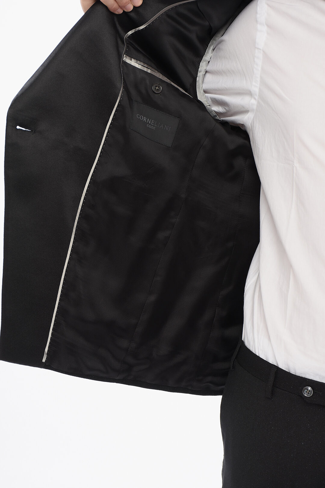 Corneliani CODE Glittery Double-breasted Suit with Satin Lapel men ...