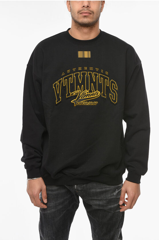 Vetements COLLEGE Crew-neck Sweatshirt with BARCODE Print and Lettering ...