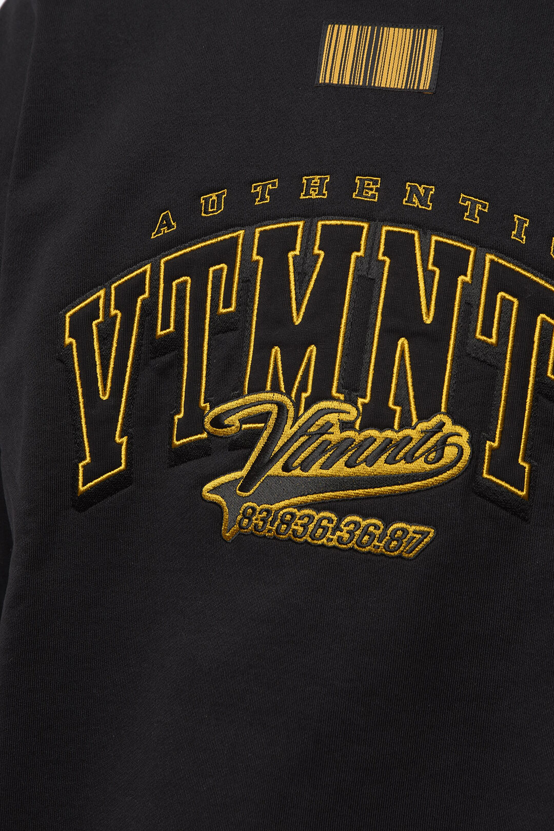 Vetements COLLEGE Crew-neck Sweatshirt with BARCODE Print and Lettering ...