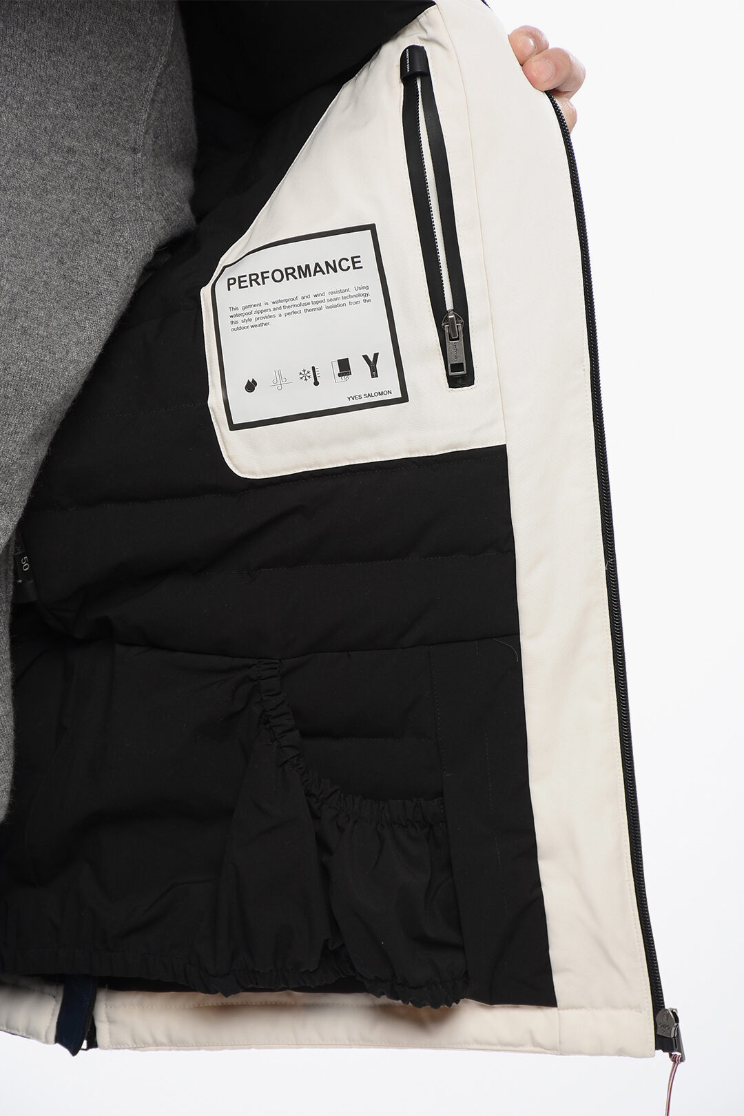 Yves Salomon Color Block Down Jacket with Leather Inner men - Glamood ...