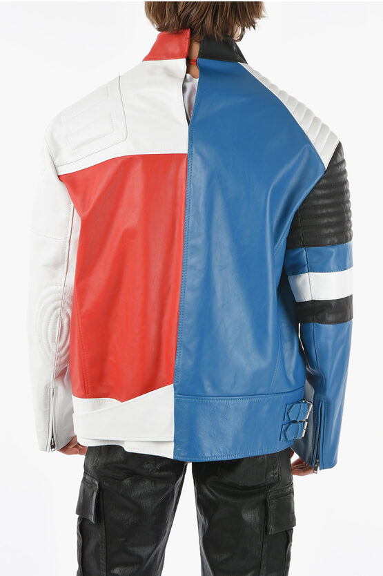 Marni Color Block Leather Biker Jacket men - Glamood Outlet