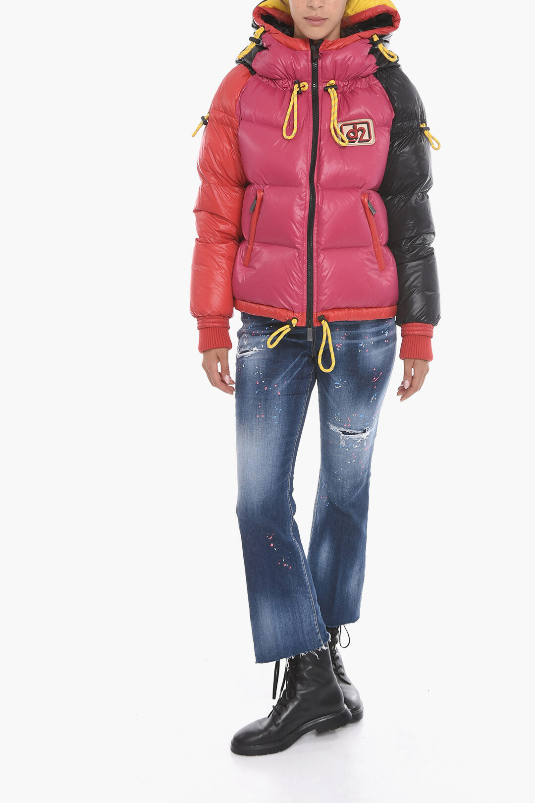 Dsquared2 Color Block Nylon Down Jacket with Logo Patch women - Glamood ...
