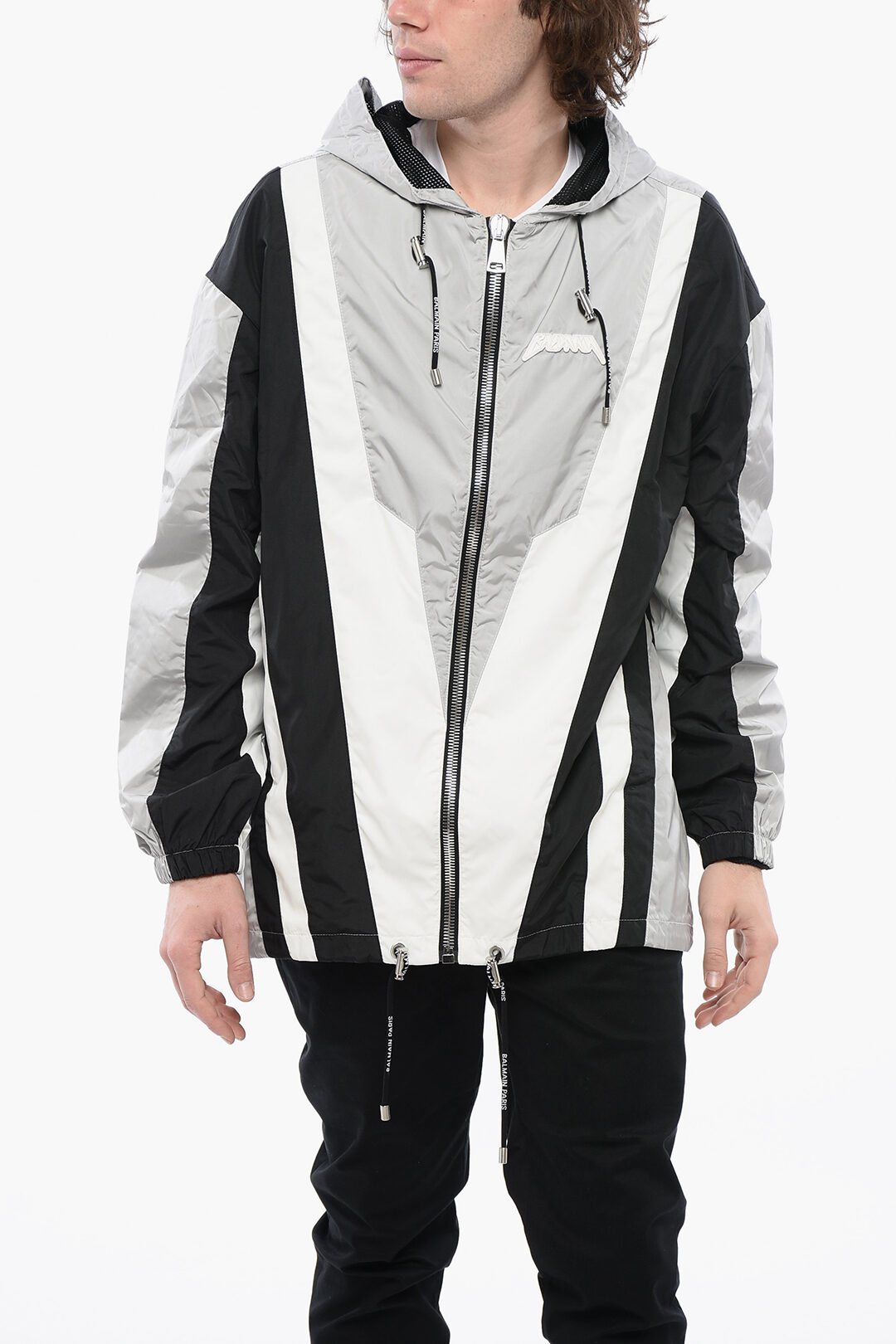 Balmain Color Block Patterned MULTICUTS Nylon Windbreaker men - Glamood ...