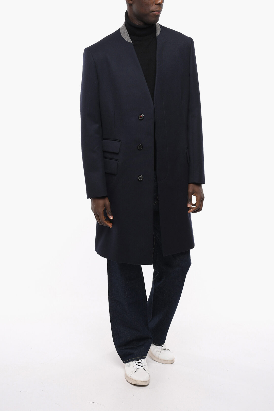Maison Margiela Concealed Buttoning No-lapel Wool Coat men - Glamood Outlet