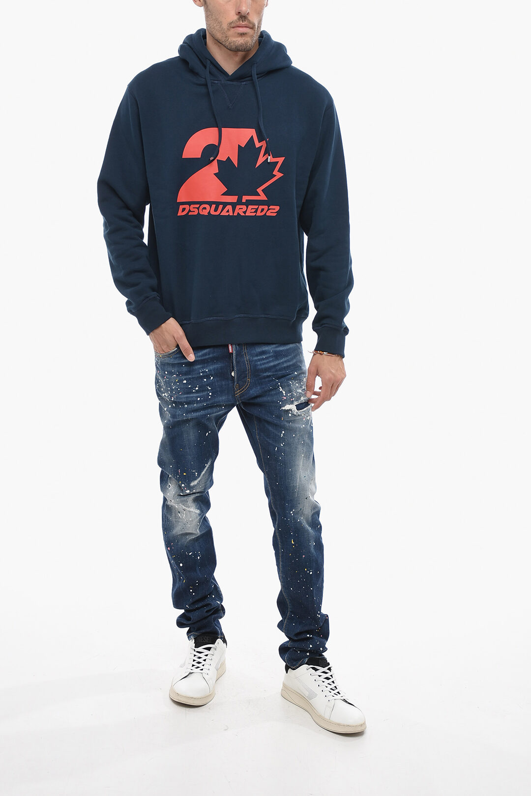 Dsquared2 Cool Fit Hoodie Sweatshirt with Logo Print men Dsquared2 Cool Fit Hoodie Sweatshirt with Logo Print men