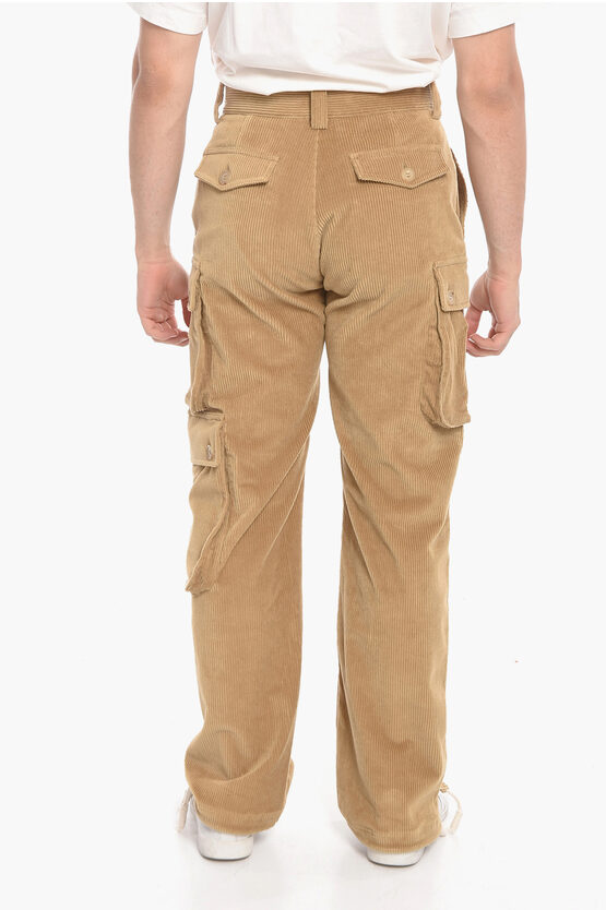 Palm Angels Corduroy Cargo Pants With Drawstringed Cuffs Men Glamood Outlet