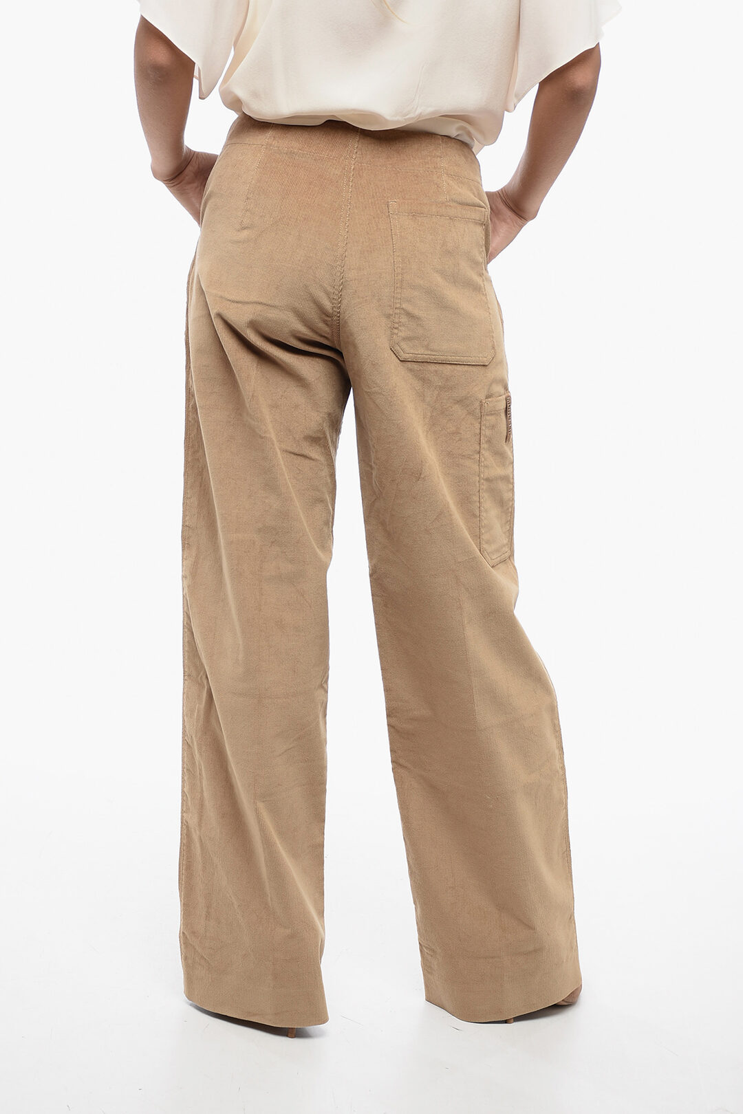 Moncler Corduroy Carpenter Pants with Logo Application women - Glamood ...