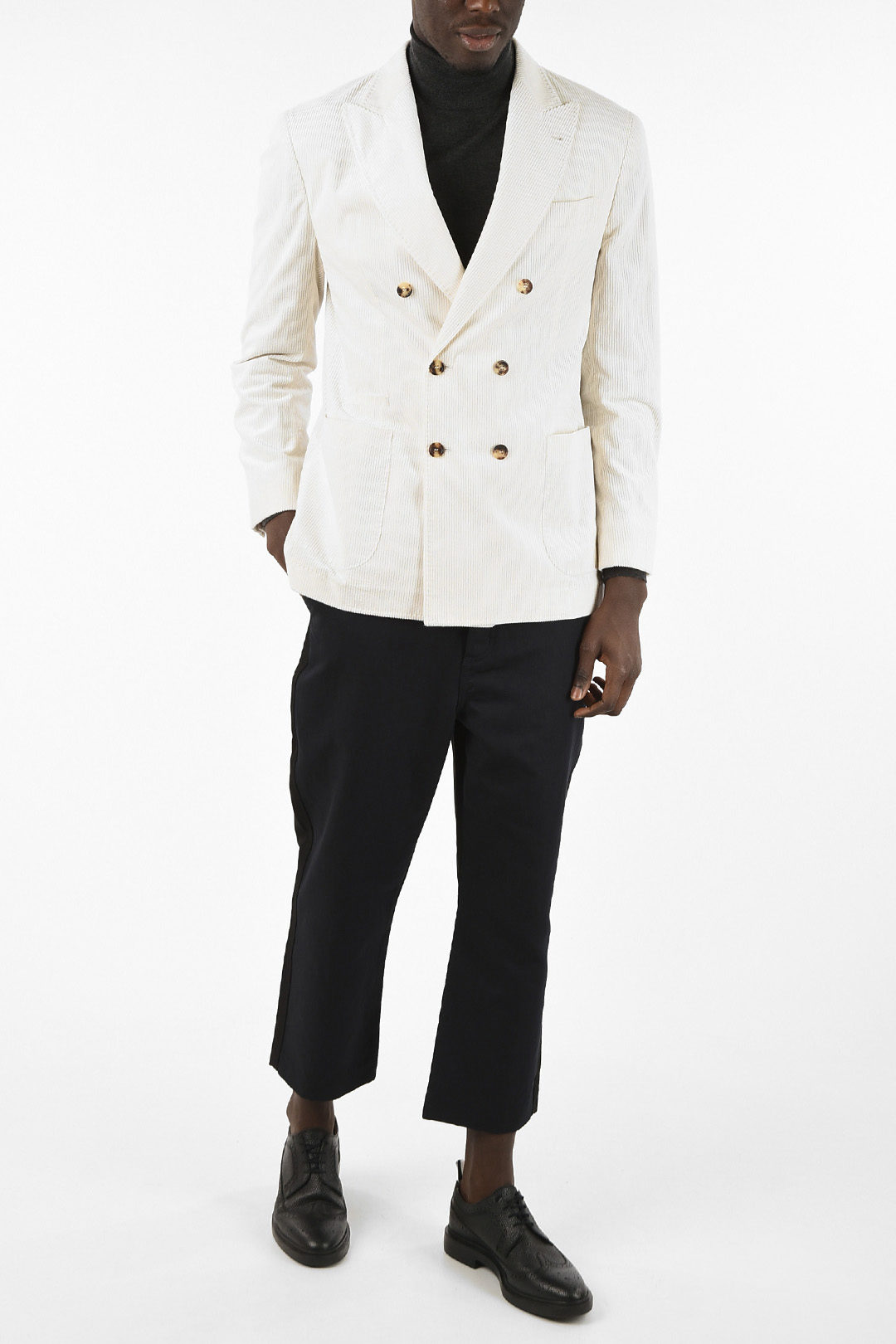 Brunello Cucinelli Corduroy Double-Breasted Blazer With Two back vents ...