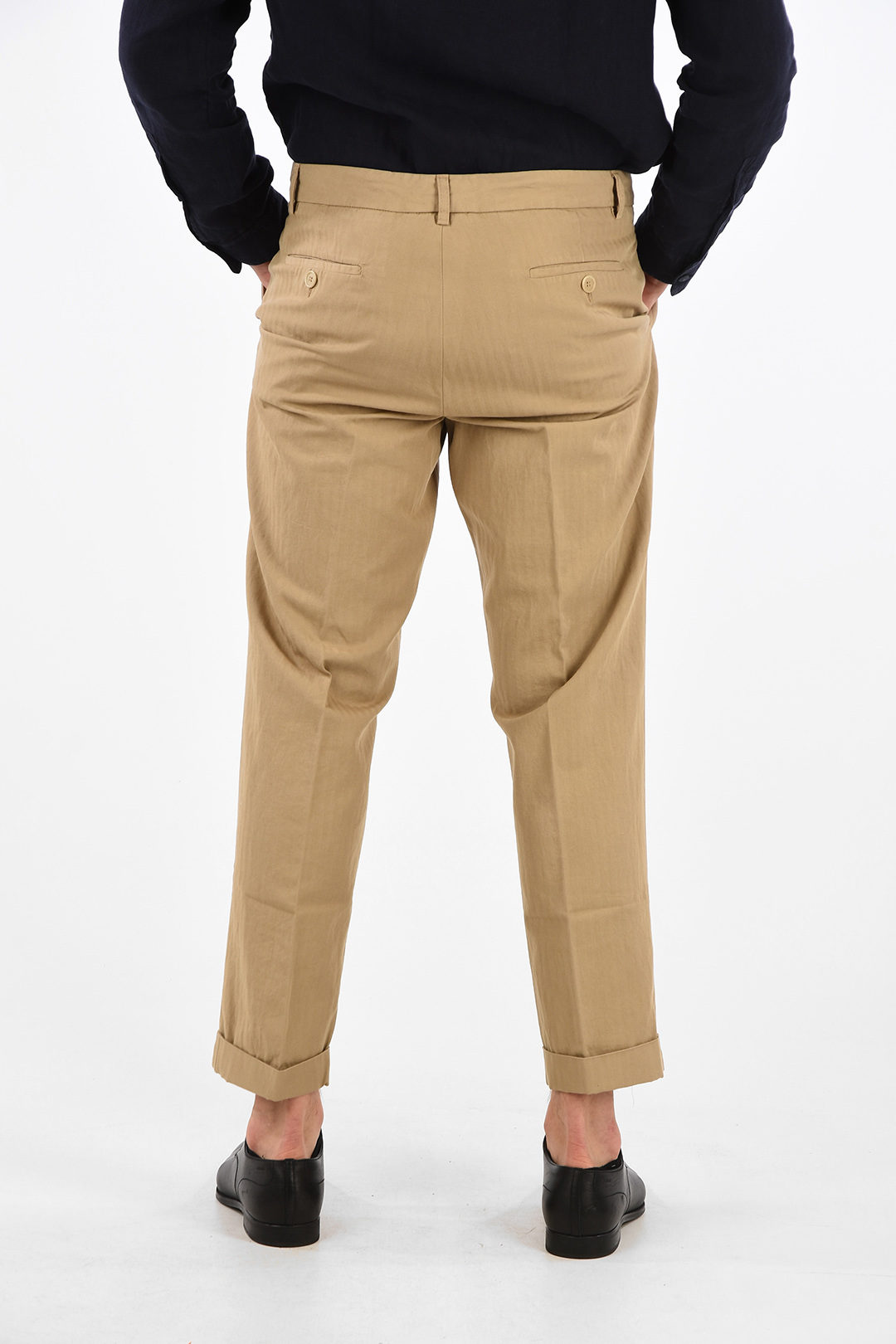 Aspesi Cotton and Linen DOVER Stright Fit Pants with Jetted Pockets men ...