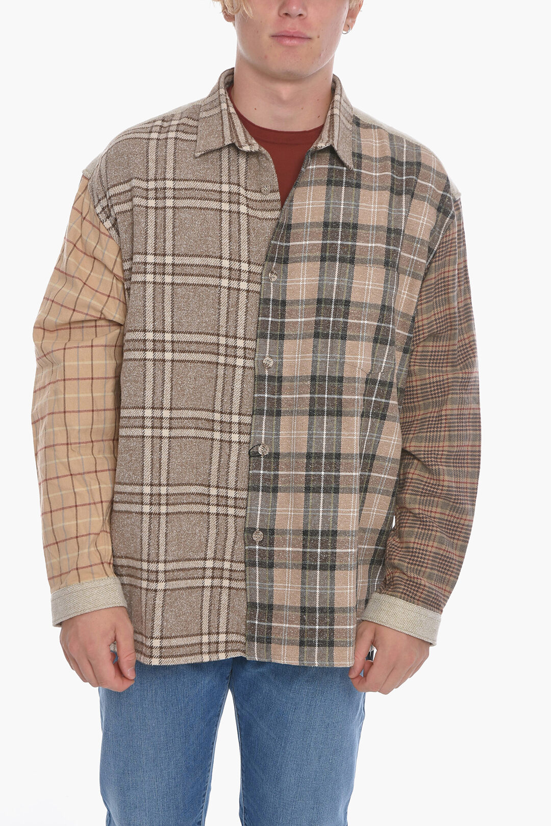White Mountaineering Cotton Flannel Shirt with Tartan Motif men ...