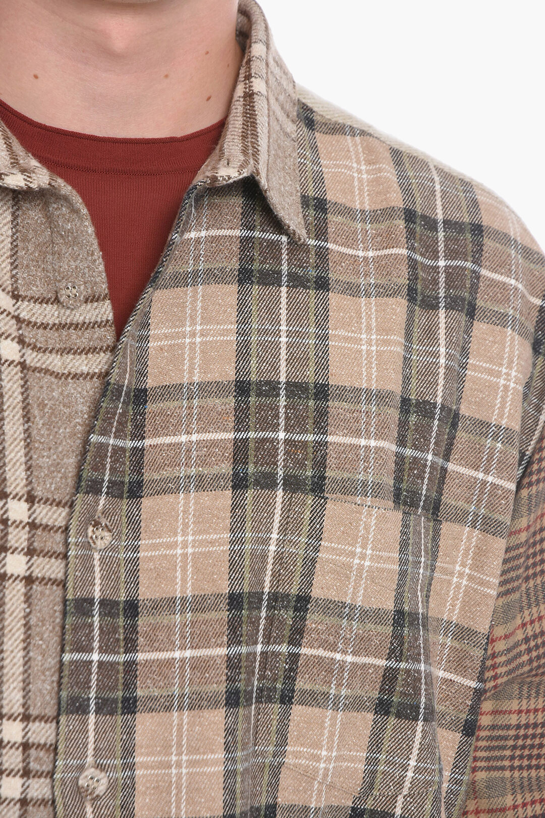 White Mountaineering Cotton Flannel Shirt with Tartan Motif men ...