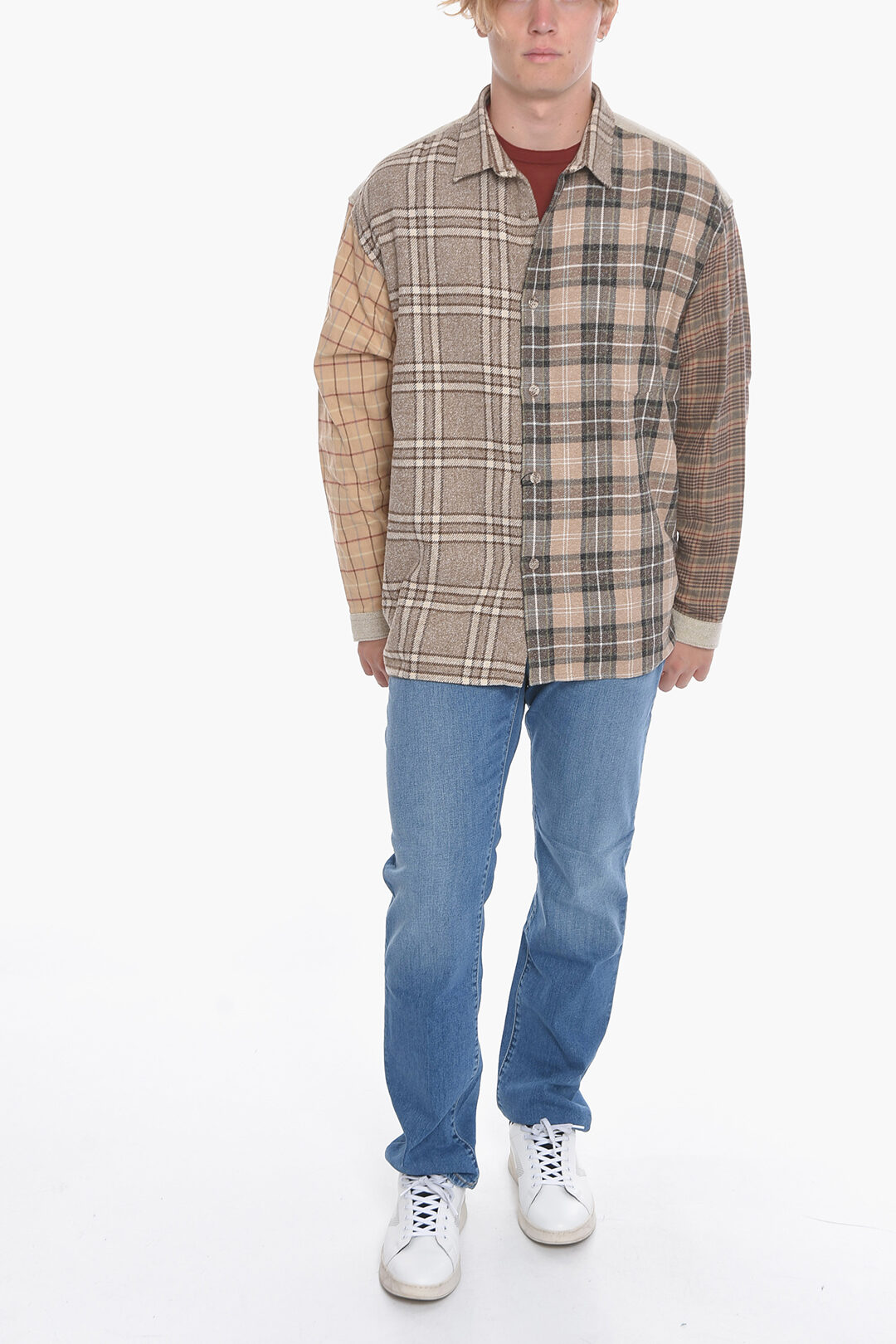 White Mountaineering Cotton Flannel Shirt with Tartan Motif men ...