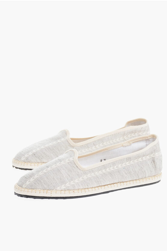 Vibi Venezia Cotton Mafalda Furlane With Embroidery In Gray | ModeSens