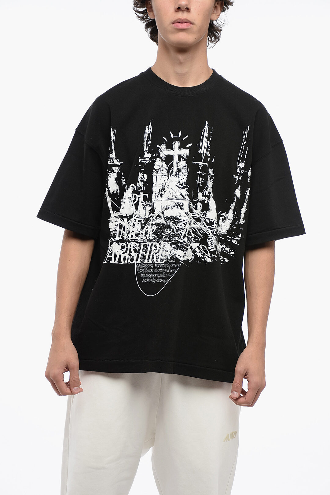 1989 Studio Cotton NOTRE DAM Crew-Neck T-shirt with Contrast Print men ...