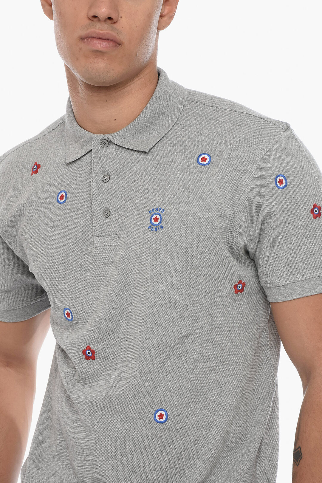 Kenzo Cotton Polo with Embroidered Floral Pattern men - Glamood Outlet