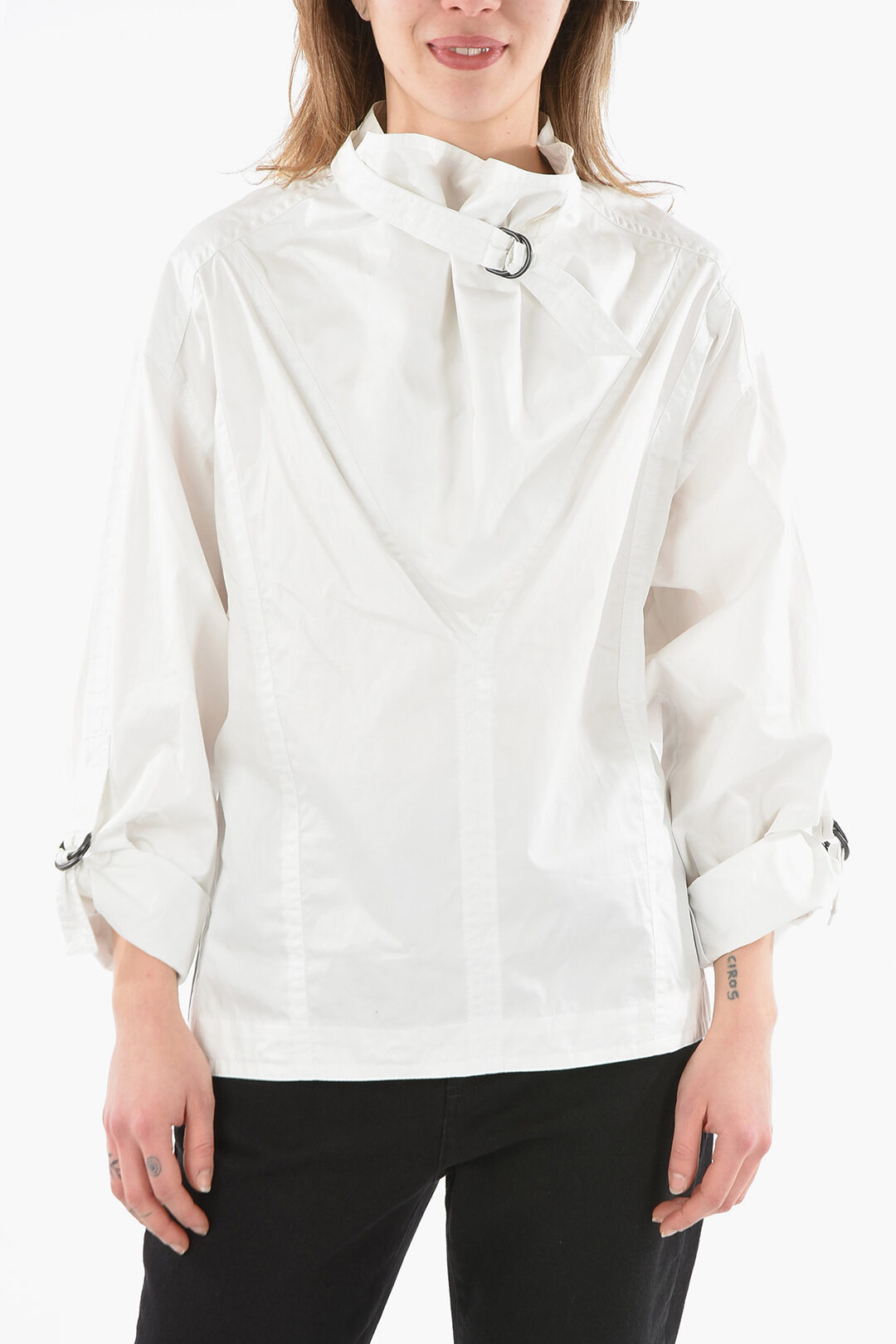 Isabel Marant Cotton-poplin FIORNA Top with D-ring Belt at Neck women ...