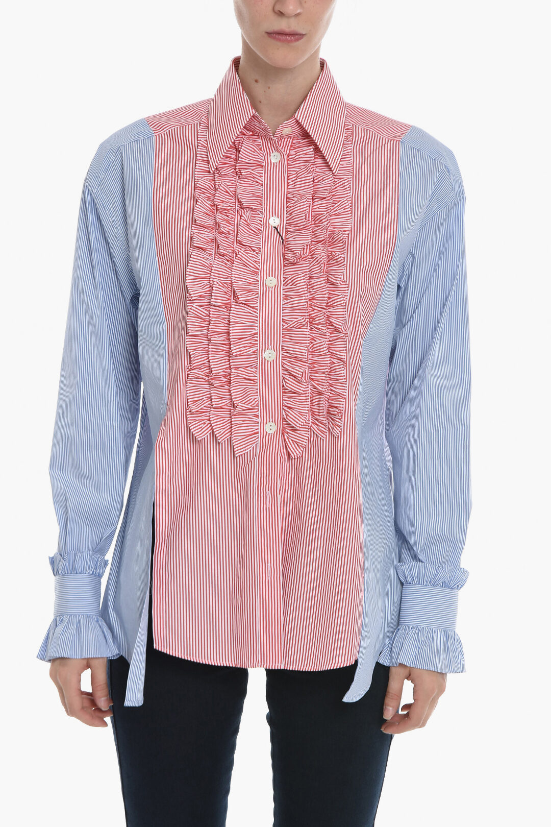 Dolce & Gabbana Cotton Ruffle Front Shirt with Volant Cuffs women ...