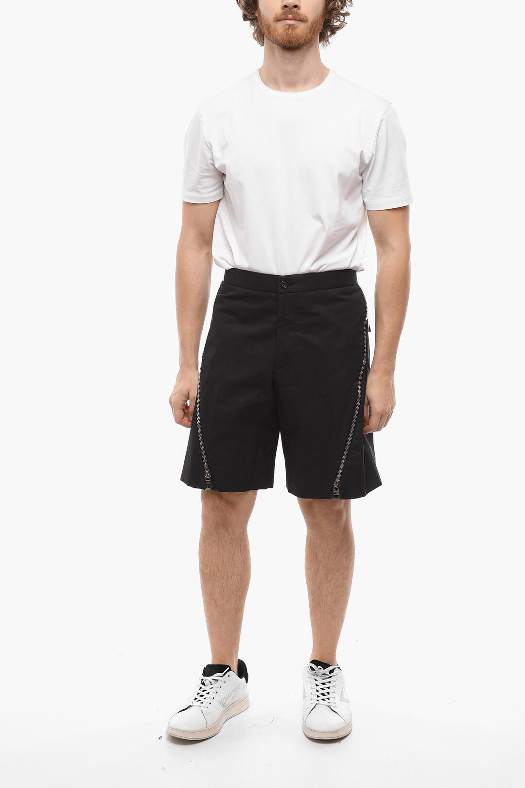 Alexander McQueen Cotton Shorts with Side Maxi Zips men - Glamood Outlet