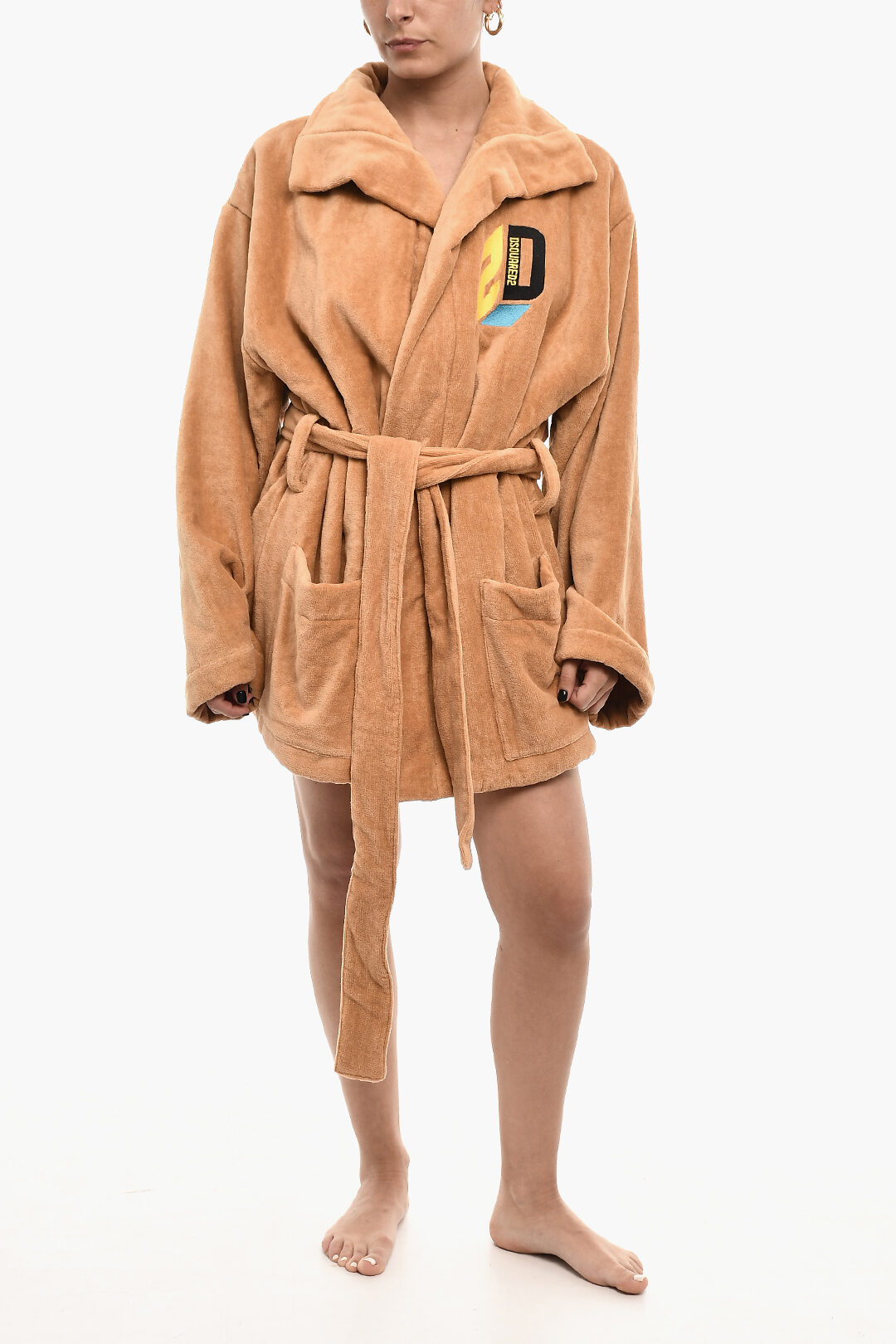 Dsquared2 Cotton Terry Beach Bathrobe with Belt women - Glamood Outlet