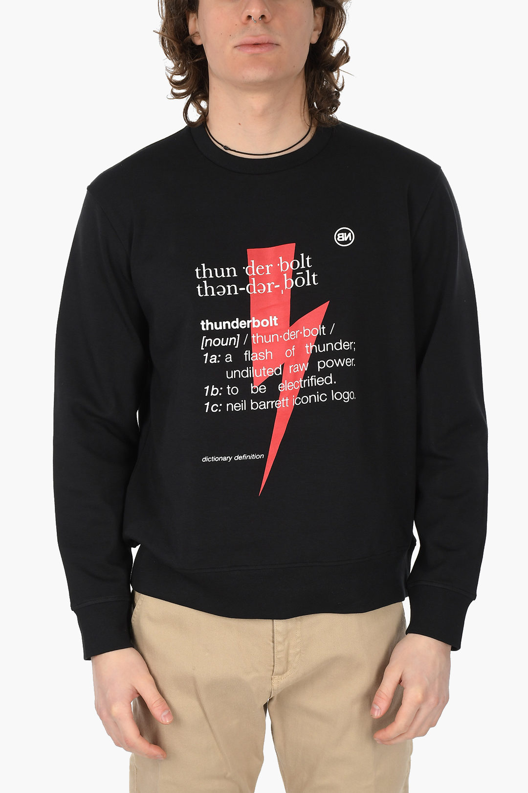Neil Barrett cotton THUNDERBOLT DEFINITION crew-neck Sweatshirt men ...